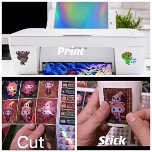 30 Sheets Holographic Printable Sticker Paper 8.25 x 11.7 inch Waterproof Sticker Paper Rainbow Vinyl Sticker Paper for Inkjet/Laser Printer