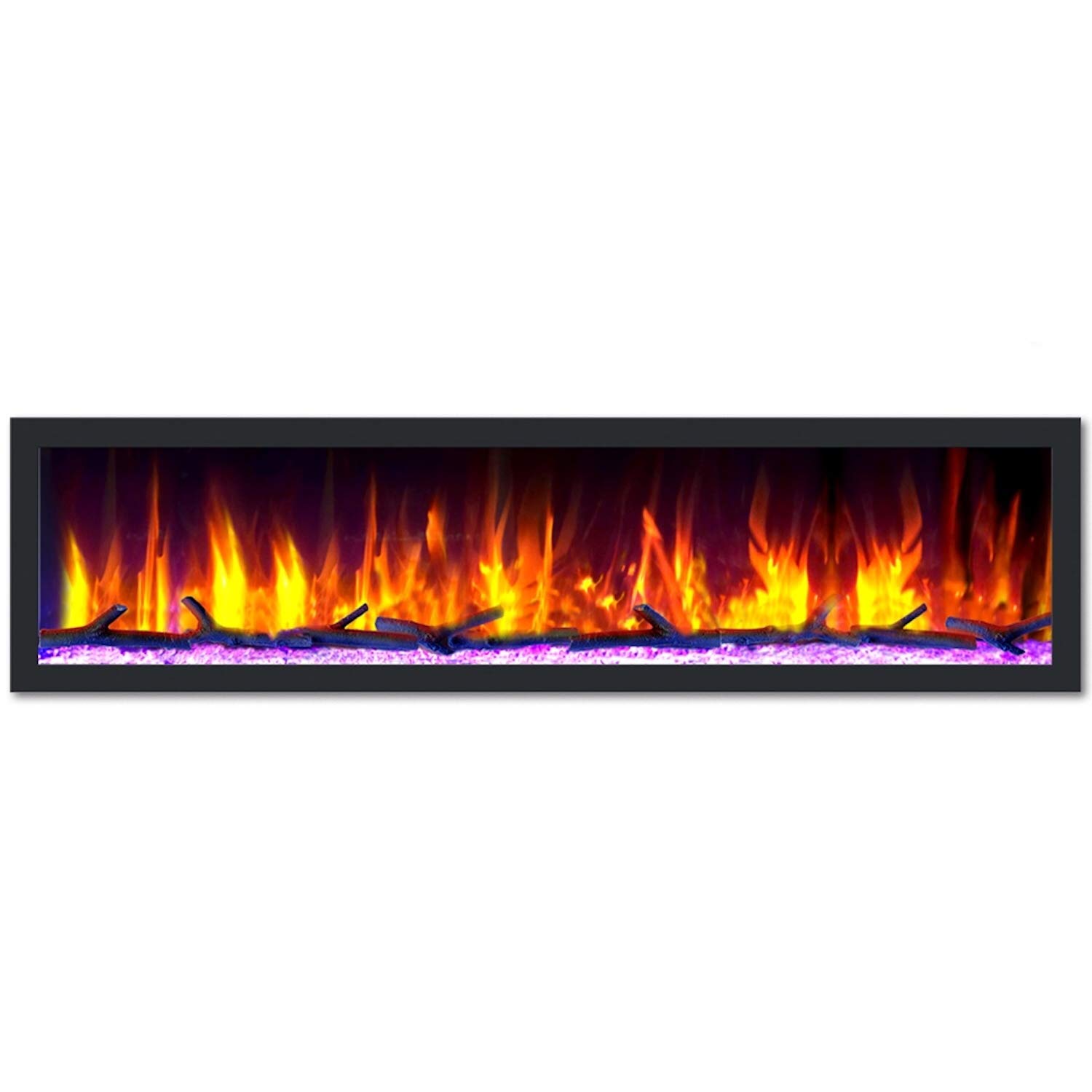 Dynasty Cascade74 inch Wall Mount Linear Electric Fireplace - Black, DY-BTX74