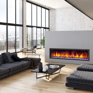 Dynasty Cascade74 inch Wall Mount Linear Electric Fireplace - Black, DY-BTX74