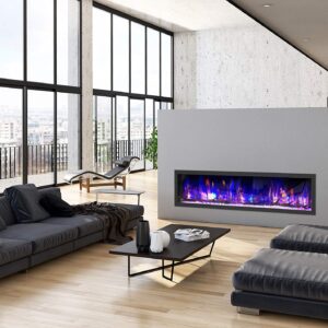 Dynasty Cascade74 inch Wall Mount Linear Electric Fireplace - Black, DY-BTX74