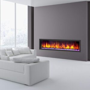 Dynasty Cascade74 inch Wall Mount Linear Electric Fireplace - Black, DY-BTX74