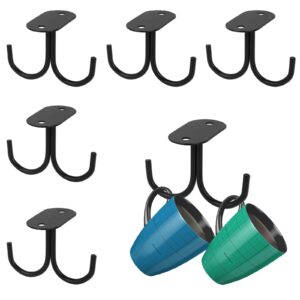 homokus 6 pcs mug holder with 12 mug hooks, coffee cup hooks, under cabinet coffee mug hooks, for mug, coffee cup, color: black