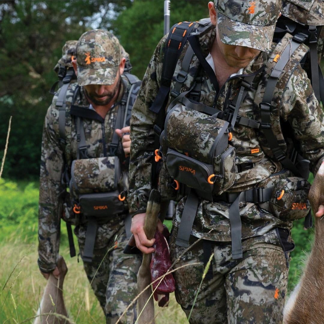 SPIKA Binocular Harness Chest Pack, Camo Bino Case with Rangefinder Waterproof Pouch for Hunting