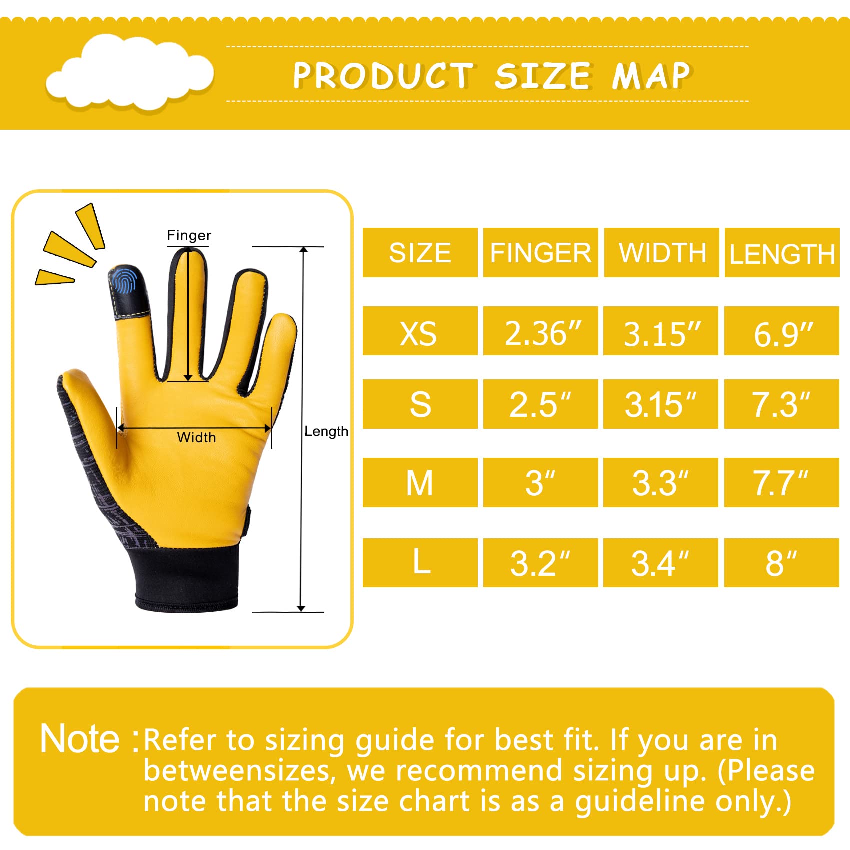 FEISHDEK Kids Genuine Leather Work Gloves, Safety Gloves, Touch Screen, Reflective, Breathable Design, for Children Age 3-12 (Medium (6-8 Years Old), Black)