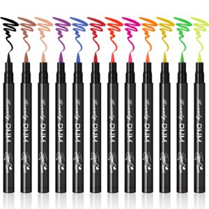 lokfar 12 colors matte liquid eyeliner colorful set, matte liquid colorful eye-liner pen neon colored eyeliner eye makeup, long lasting water-proof smudge-proof smooth liquid eyeliner pen -#a