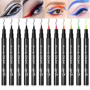 LOKFAR 12 Colors Matte Liquid Eyeliner Colorful Set, Matte Liquid Colorful Eye-Liner Pen Neon Colored Eyeliner Eye Makeup, Long Lasting Water-Proof Smudge-Proof Smooth Liquid Eyeliner Pen -#A