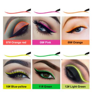 LOKFAR 12 Colors Matte Liquid Eyeliner Colorful Set, Matte Liquid Colorful Eye-Liner Pen Neon Colored Eyeliner Eye Makeup, Long Lasting Water-Proof Smudge-Proof Smooth Liquid Eyeliner Pen -#A