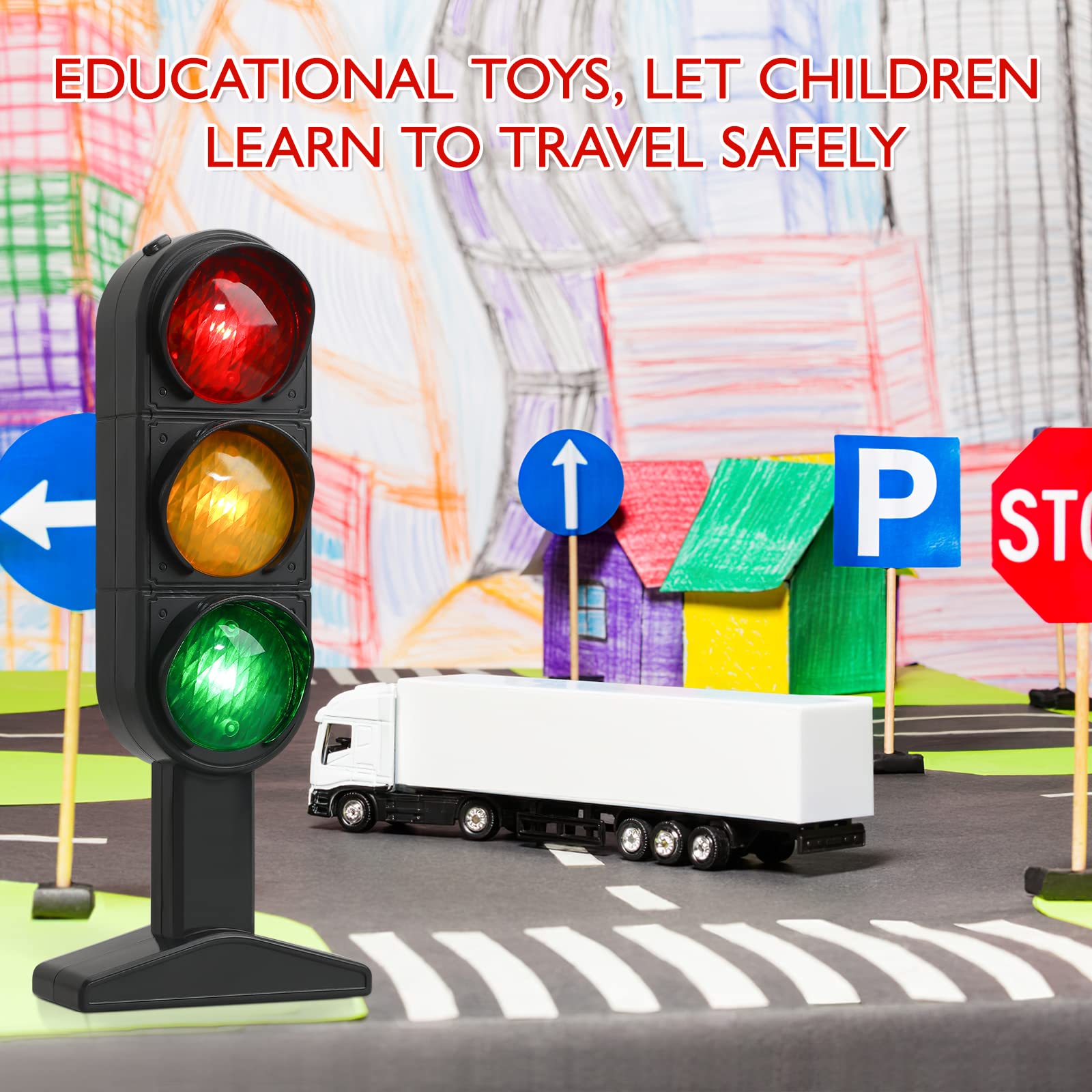 TOYANDONA Traffic Light Signs Toy Multicoloured Simulation Road Light Safety Traffic Maker Crosswalk Signal Model Toy for Kids Birthday Education Gifts