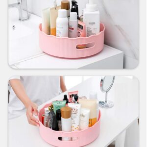 Goeielewe Lazy Susan Organizer Plastic Turntable Round Rotating Storage Organizer Tray with Handle for Kitchen Cabinets, Pantry, Countertops, Bathroom Vanity (Pink, Small: 9.5-Inch)