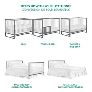 Dream On Me Arlo 5-in-1 Convertible Crib in Steel Grey and White, JPMA Certified, 3 Mattress Height Settings, Non-Toxic Finish, Made of Sustainable and Sturdy Pinewood