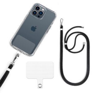 black universal cell phone lanyard with adjustable strap - phone necklace comfortably around the neck, compatible with all smartphones - multipurpose design, ideal for badges and keys