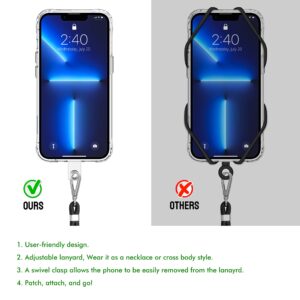 Black Universal Cell Phone Lanyard with Adjustable Strap - Phone Necklace Comfortably Around The Neck, Compatible with All Smartphones - Multipurpose Design, Ideal for Badges and Keys