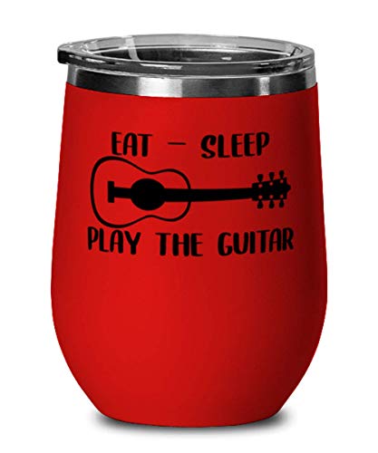 Guitarist Wine Glass, Wine Tumbler Red, Guitarist Stainless Steel Insulated Lid Wine Glass Mug Cup Present Idea