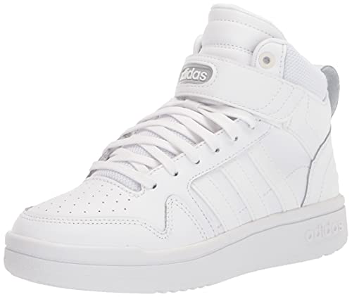 adidas Women's Postmove Mid Basketball Shoe, White/White/Grey One, 8.5