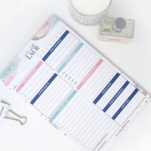 bloom daily planners Double Sided Daily Planning System Tear Off to-Do Pad - Undated Checklist Notepad Organizer with Perforated Sheets - 6" x 9" - Plan With Laur