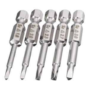 mesee 5 pcs magnetic triangle head screwdriver bit set, s2 steel triangular screwdriver bits 1/4 hex shank triangle drill bit, 50mm length