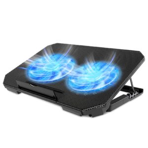 liens laptop cooling pad with adjustable height two 5.1 inches fan 2 usb ports suitable for 12"-15.6" laptops（black）