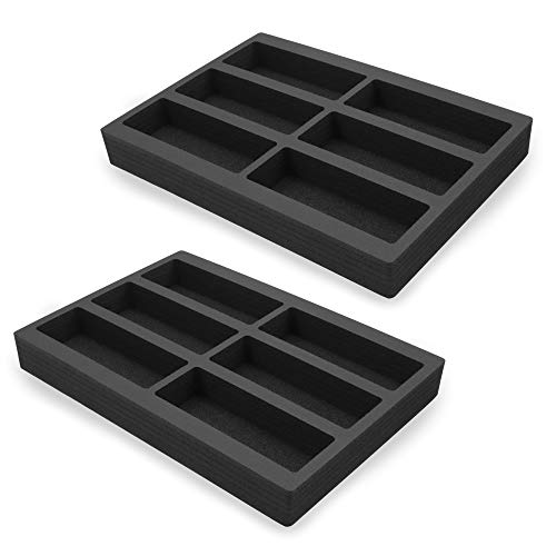 Polar Whale 2 Tea Bag Storage Deluxe Organizers Tray Drawer Bin Insert for Kitchen Home Office Condiments Packets Waterproof Washable Black Foam 6 Compartment 12.6 X 17.9 Inches