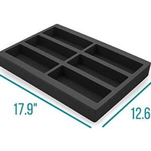 Polar Whale 2 Tea Bag Storage Deluxe Organizers Tray Drawer Bin Insert for Kitchen Home Office Condiments Packets Waterproof Washable Black Foam 6 Compartment 12.6 X 17.9 Inches