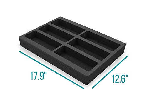 Polar Whale 2 Tea Bag Storage Deluxe Organizers Tray Drawer Bin Insert for Kitchen Home Office Condiments Packets Waterproof Washable Black Foam 6 Compartment 12.6 X 17.9 Inches