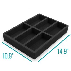 Polar Whale 2 Tea Bag Storage Deluxe Organizers Tray Drawer Bin Insert for Kitchen Home Office Condiments Packets Waterproof Washable Black Foam 6 Compartment 10.9 X 14.9 Inches