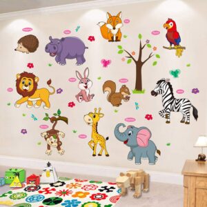 animal wall sticker cartoon baby children diy art decal self-adhesive wallpaper mural decorate for living room tv sofa background bedroom kids room nursery