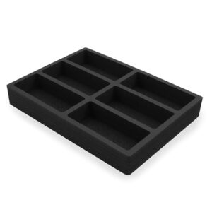 Polar Whale 2 Tea Bag Storage Deluxe Organizers Tray Drawer Bin Insert for Kitchen Home Office Condiments Packets Waterproof Washable Black Foam 6 Compartment 10.9 X 14.9 Inches