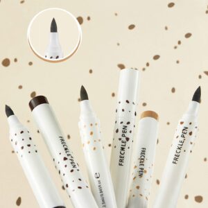 LOKFAR 2 Pcs Freckle Pen Set, Natural Lifelike Fake Freckles Makeup Pen Magic Brown Color Freckles Makeup Tool Long-Lasting Waterproof Dot Spot Pen for Effortless Sunkissed Makeup (Light Brown)