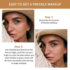 LOKFAR 2 Pcs Freckle Pen Set, Natural Lifelike Fake Freckles Makeup Pen Magic Brown Color Freckles Makeup Tool Long-Lasting Waterproof Dot Spot Pen for Effortless Sunkissed Makeup (Light Brown)