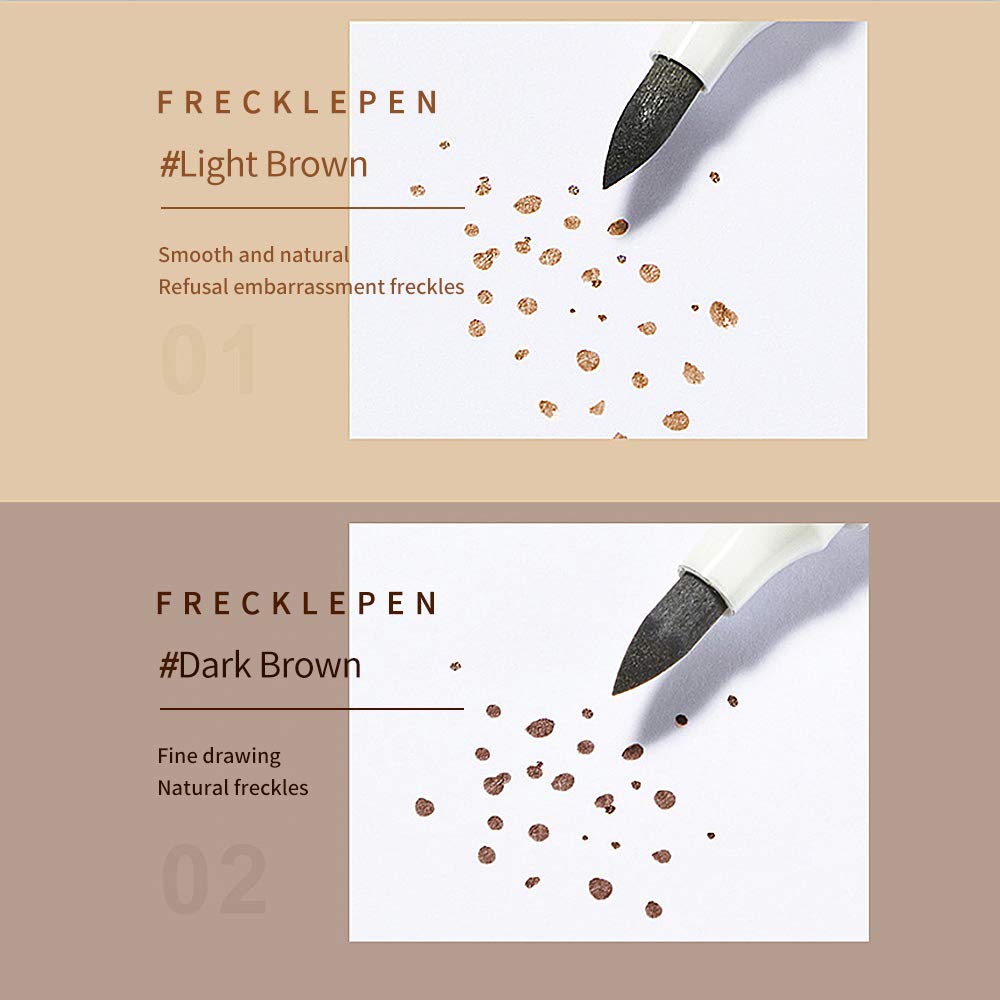 LOKFAR 2 Pcs Freckle Pen Set, Natural Lifelike Fake Freckles Makeup Pen Magic Brown Color Freckles Makeup Tool Long-Lasting Waterproof Dot Spot Pen for Effortless Sunkissed Makeup (Light Brown)