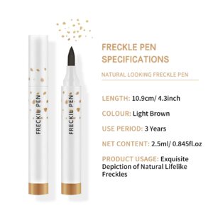 LOKFAR 2 Pcs Freckle Pen Set, Natural Lifelike Fake Freckles Makeup Pen Magic Brown Color Freckles Makeup Tool Long-Lasting Waterproof Dot Spot Pen for Effortless Sunkissed Makeup (Light Brown)