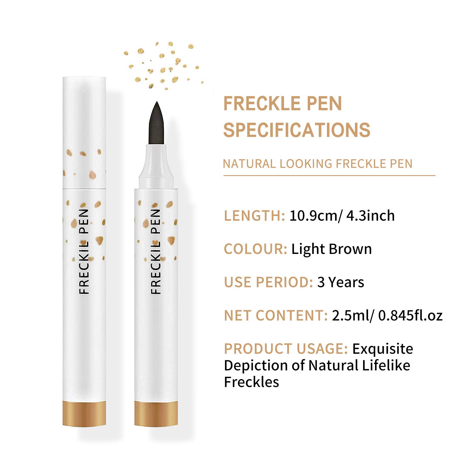 LOKFAR 2 Pcs Freckle Pen Set, Natural Lifelike Fake Freckles Makeup Pen Magic Brown Color Freckles Makeup Tool Long-Lasting Waterproof Dot Spot Pen for Effortless Sunkissed Makeup (Light Brown)