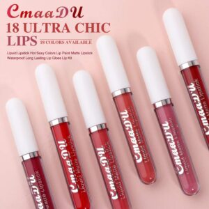 evpct CmaaDu 6Pcs Lipstick Matte Liquid Lipstick Lipgloss Set for Women labiales mate 24 horas originales matte larga duracion Red 24 Hour Lipstick