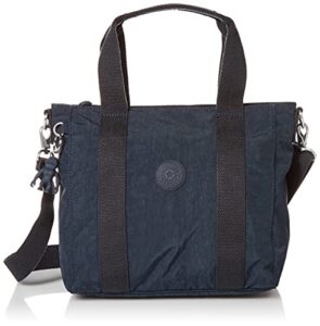 kipling women's asseni mini tote, compact lightweight everyday purse, nylon shoulder bag, blue bleu 2