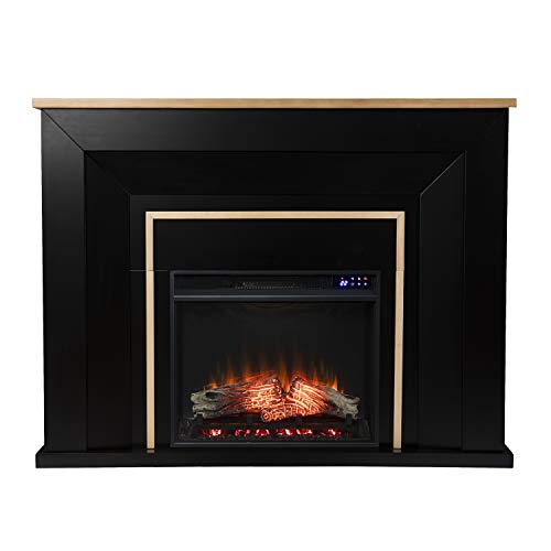 SEI Furniture Cardington Electric Fireplace, Black/Natural