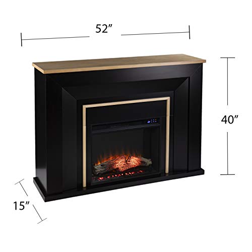 SEI Furniture Cardington Electric Fireplace, Black/Natural