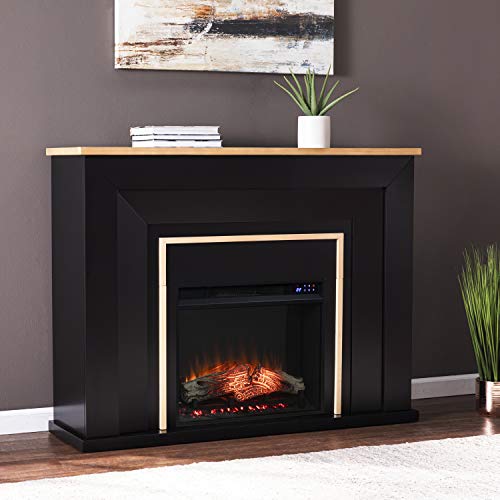 SEI Furniture Cardington Electric Fireplace, Black/Natural