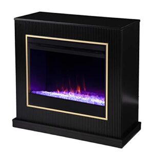 sei furniture crittenly color changing electric fireplace, black/gold