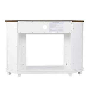 SEI Furniture Dilvon Corner Electric Fireplace TV Stand with Storage for TVs up to 45 Inches, Touch Screen Control Panel, White