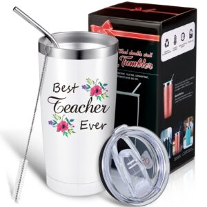 patelai teacher appreciation gifts for women best teacher ever tumbler with straw 20 oz thank you gifts for women travel mug teacher gifts for graduation teachers birthday gifts