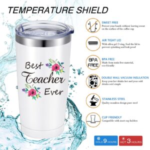 Patelai Teacher Appreciation Gifts for Women Best Teacher Ever Tumbler with Straw 20 oz Thank You Gifts for Women Travel Mug Teacher Gifts for Graduation Teachers Birthday Gifts