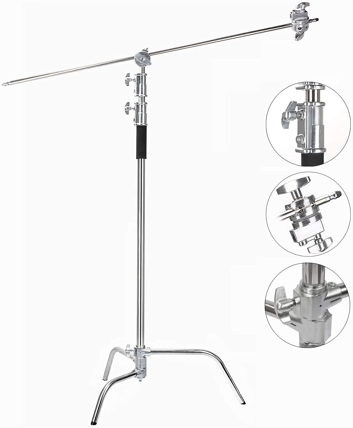 Sokani C Stand with Boom Arm [2023 New Upgrade Version] 100% Metal Max 10.8ft/330cm Adjustable Reflector Stand 4.2ft/128cm Holding Arm and 2 Pieces Grip Head, Bag Sandbag, Fish Mouth Clip included