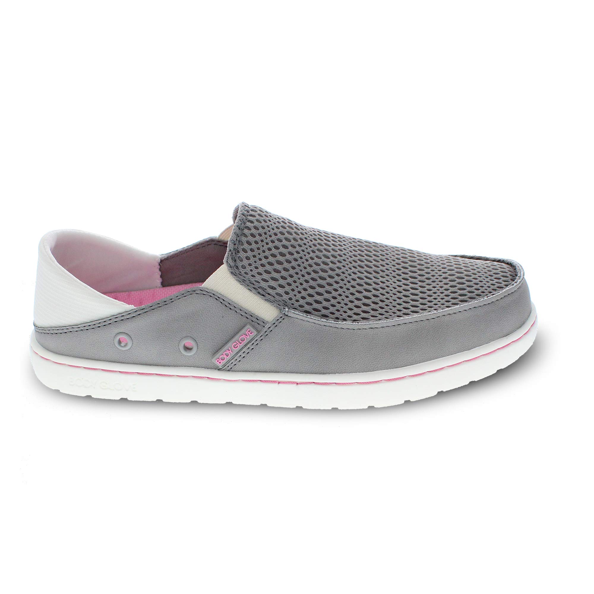 Body Glove Womens Boat Shoes, Aruba Water Shoes, Women's Water Shoes, Fishing Shoes, Casual Shoes, Womens Mesh and Canvas Slip on Shoes Grey/Pink