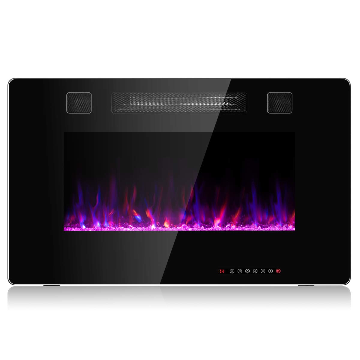 GOFLAME 30 Inch Electric Fireplace Recessed and Wall Mounted, Fireplace Heater in-Wall Built with Remote Control, Timer, Touch Screen, Adjustable Color