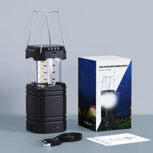 3000 Large Capacity Hand Crank Solar Camping Lantern, Portable Ultra Bright LED Torch, 23-26 Hours Running Time, USB Charger, Electronic Lantern for Outdoor