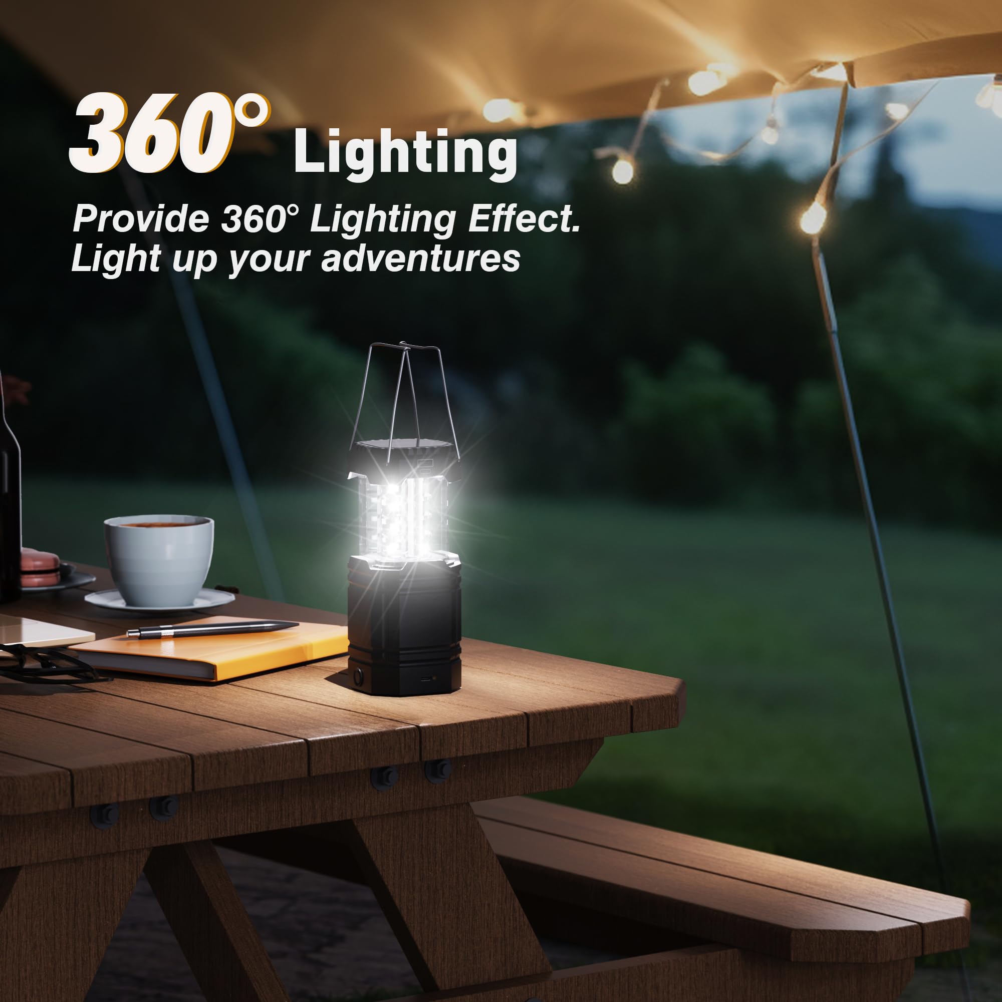 3000 Large Capacity Hand Crank Solar Camping Lantern, Portable Ultra Bright LED Torch, 23-26 Hours Running Time, USB Charger, Electronic Lantern for Outdoor