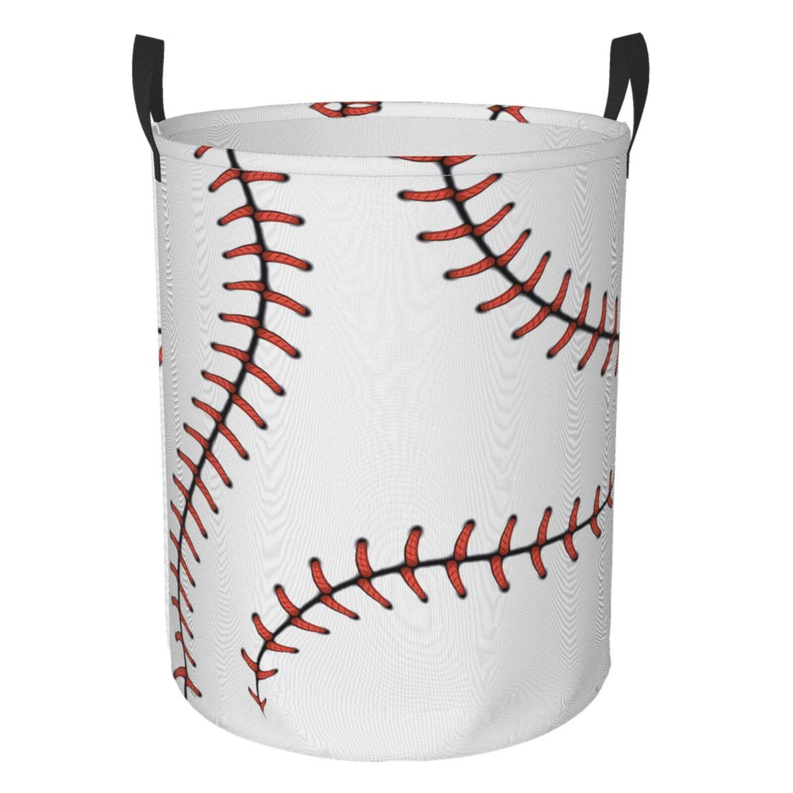 Foruidea Stylish Baseball Stitches Laces Print Laundry Basket,Laundry Hamper,Collapsible Storage Bin,Oxford Fabric Clothes Baskets,Nursery Hamper for Home,Office,Dorm,Gift Basket