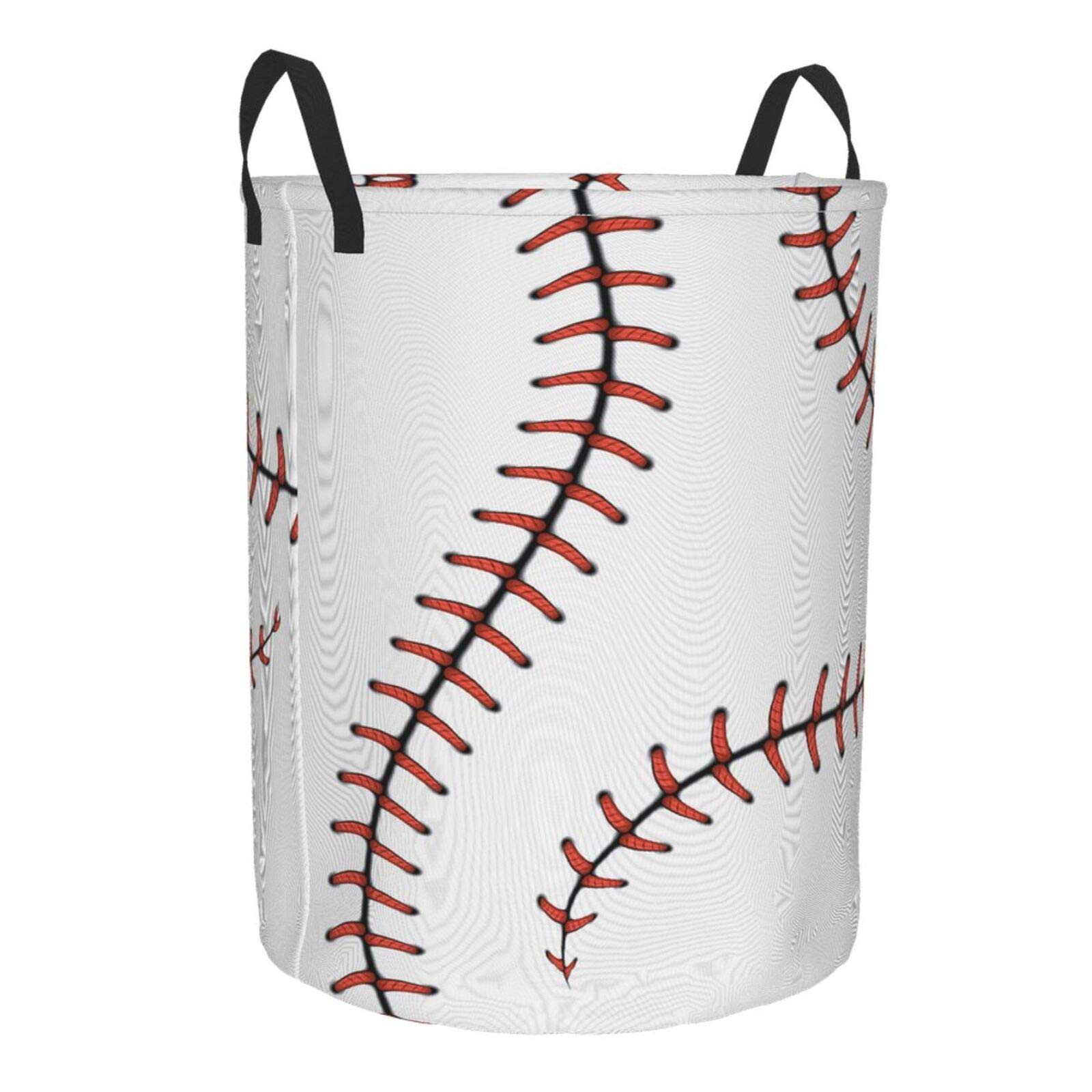 Foruidea Stylish Baseball Stitches Laces Print Laundry Basket,Laundry Hamper,Collapsible Storage Bin,Oxford Fabric Clothes Baskets,Nursery Hamper for Home,Office,Dorm,Gift Basket