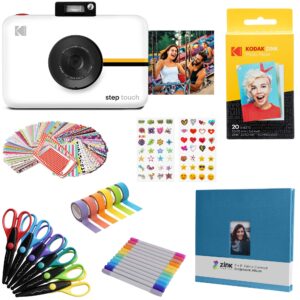 kodak step touch 13mp digital camera & instant printer with 3.5 lcd touchscreen (white) scrapbook bundle