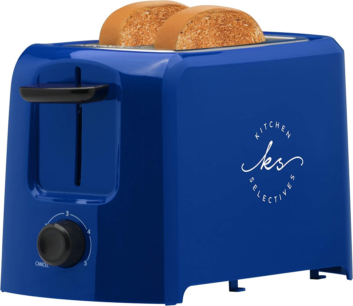 Kitchen Selectives 2-Slice Toaster By Select Brands - Premium Bread & Bagel Toaster for Kitchen Appliances - Features Browning Control & Wide Slots - Electric Toaster with Cord Wrap - Cobalt Blue